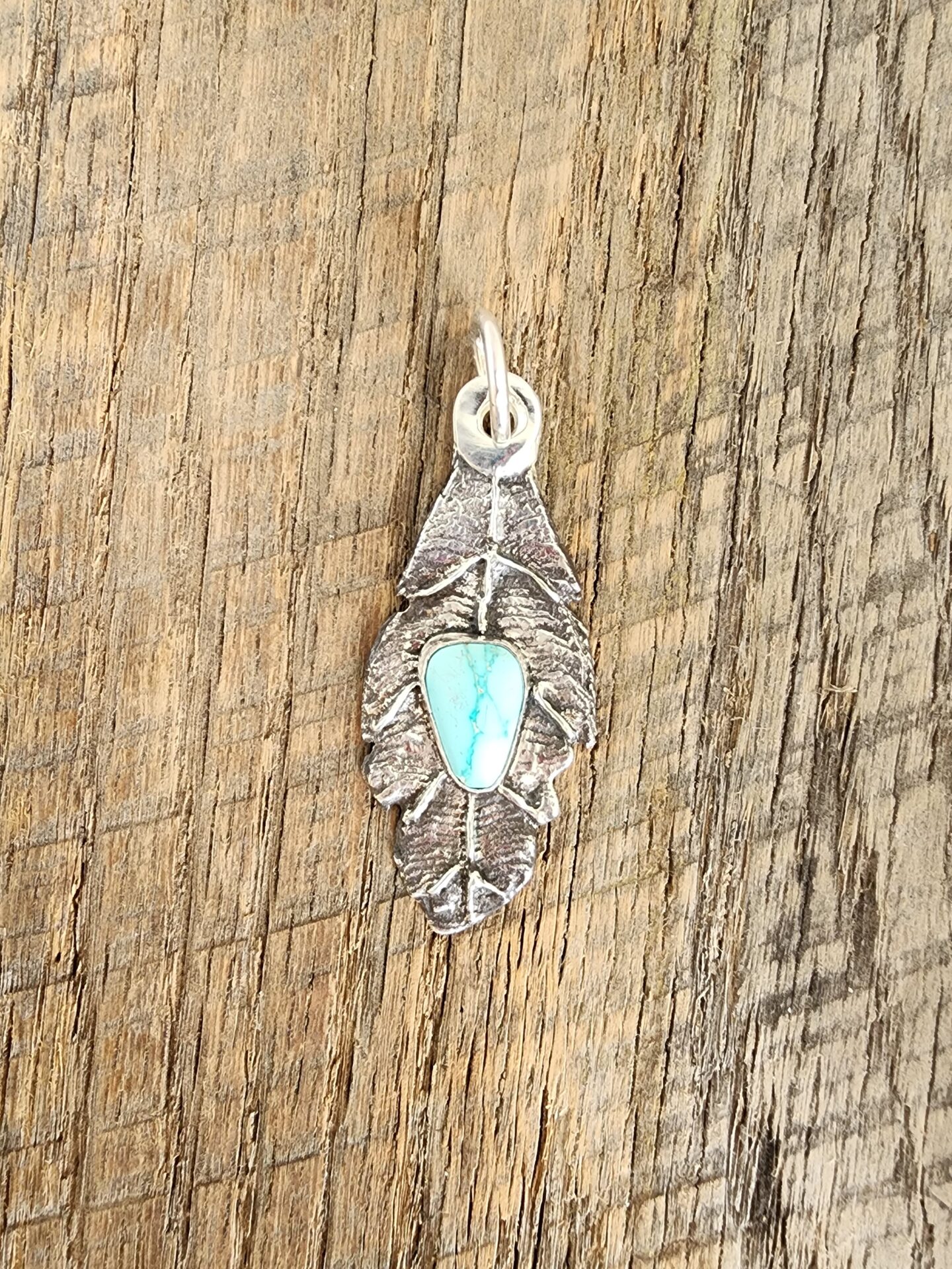 Cuttlefish Cast Leaf Pendant with Royston Turquoise | The Red TeePee