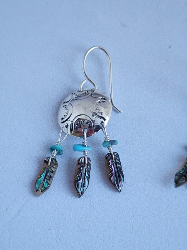 Marcella Castillo Kingman and Abalone Feather Earrings | The Red TeePee